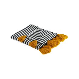 Beliani Kuscheldecke SUNWAL in Schwarz/Orange/Weiß - (W) 130 x (H) 0.3 x (L) 170 cm | Gr.: onesize