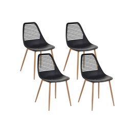 Beliani 4er-Set Esszimmerstuhl MONTELLO in Schwarz/Braun | Gr.: onesize