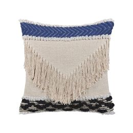 Beliani Dekokissen SOFCA in Beige/Blau - (W) 45 x (H) 12 x (L) 45 cm | Gr.: onesize