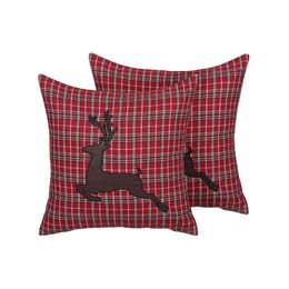 Beliani 2er-Set Dekokissen COMET in Rot/Schwarz | Gr.: onesize