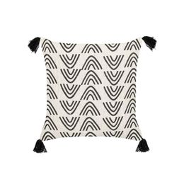 Beliani Dekokissen MAYS in Weiß/Schwarz - (W) 45 x (H) 10 x (L) 45 cm | Gr.: onesize