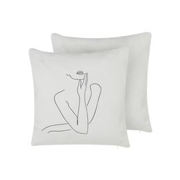 Beliani 2er-Set Dekokissen MEADOWFOAM in Weiß/Schwarz | Gr.: onesize
