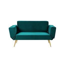 Beliani Schlafsofa SAARELA in Grün/Gold - (W) 187 x (H) 82 x (L) 75 cm | Gr.: onesize