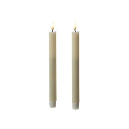 Deluxe Homeart 2x LED Stabkerzen Mia Tafelkerzen Echtwachs H: 24cm in creme | Gr.: onesize