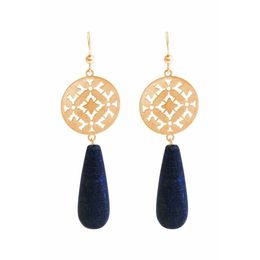Gemshine Ohrringe Mandalas und Lapis Lazuli Edelsteine Tropfen in gold coloured | Gr.: onesize