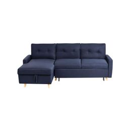Beliani Ecksofa FLAKK in Blau/Braun - (W) 232 x (H) 90 x (L) 147 cm | Gr.: onesize
