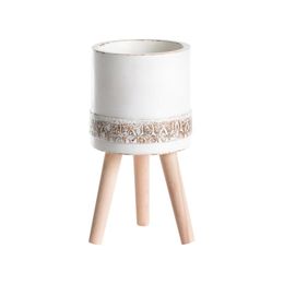 Beliani Outdoor Blumentopf SKIATOS in Weiß/Beige/Braun - (W) 22 x (H) 43 x (L) 22 cm | Gr.: onesize