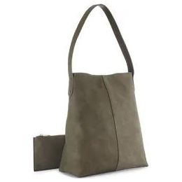 Shopper Vivance "Schultertasche", Damen, Gr. B/H/T: 30cm x 35cm x 14cm, grün (oliv), Lederimitat, Strukturmuster, unifarben, Taschen, mit kleiner Innentasche, Handtasche, Damentasche VEGAN