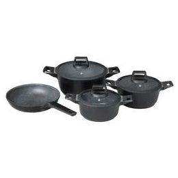 Topf-Set Mulex "MALAGA, aus hochwertigem Aluguss", schwarz, Töpfe, hitzebeständige Bakelitgriffe, inkl. Softtouch-Silikon Glasdeckel