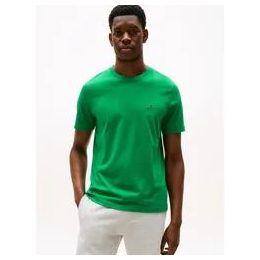 T-Shirt Tommy Hilfiger "ESSENTIAL REG FIT SOLID TEE mit Stickerei und Rundhals", Herren, Gr. XL, grün (olympic grün), Single Jersey, Obermaterial: 100% Baumwolle, Basic, Rundhals, Shirts, unifarben, casual, regular fit, Baumwolle, Rundhals