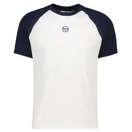T-Shirt Sergio Tacchini "RISPECCHIO PL TEE _ Herren", Herren, Gr. L, blau (weiß, navy), 100% POLYESTER, normal, Rundhals, Shirts, T-Shirt Herren, leichtes Kurzarmshirt, Sporttrikot, Outdoor, Sale