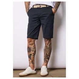 Shorts Street One MEN, Herren, Gr. 31, blau (schwarz ink blau), Web, Obermaterial: 97% Baumwolle, 3% Elasthan; Gürtel: 100% Polyester, unifarben, regular fit kurz, Hosen, mit seitlichen Einschubtaschen