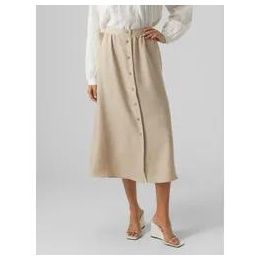 Véro Moda Maxirock VERO MODA "VMMELANEY HW BUTTON CALF SKIRT WVN NOOS", Damen, Gr. XL (42), overcast detail:melange, Web, Obermaterial: 100% Polyester, meliert, regular fit knöchellang, Röcke