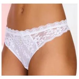 String Lascana, Damen, Gr. 40/42, weiß, Spitze, Obermaterial: 50% Polyamid, 30% Polyester, 20% Elasthan, Unterhosen, aus edler Stickereispitze und seitlichen Jacquardspitzeneinsätzen