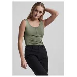 Tanktop Pieces "PCKITTE TANK TOP NOOS BC", Damen, Gr. S, grün (deep lichen grün), Single Jersey, Obermaterial: 95% Baumwolle, 5% Elasthan, unifarben, figurbetont normal, Rundhals, Tops