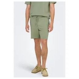 Only & Sons Shorts ONLY & SONS "ONSKIAN LIFE REG SEERSUCKER SHORTS NOOS", Herren, Gr. L, N-Gr, grün (seagrass), Web, Obermaterial: 97% Baumwolle, 3% Elasthan, unifarben, regular fit, Hosen
