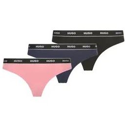 String HUGO UNDERWEAR "TRIPLET THONG STRIPE", Damen, Gr. XXL, bunt (open miscellaneous 960), Jersey, Obermaterial: 95% Baumwolle, 5% Elasthan, Unterhosen, elastischer Bund mit Logo, enganliegend