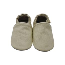 Yalion Baby Krabbelschuhe aus Leder mit rutschfester Sohle &ndash; Elfenbein | Gr.: 20/21