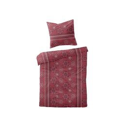 Traumschlaf Bettw&auml;sche Sterne und Schneeflocken in rot | Gr.: 155 x 220 + 80 x 80 cm