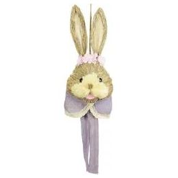 Dekofigur I.GE.A. "Tierfigur Bast-Hasenkopf Hase Osterhasen Deko Ostern Osterdeko", lila (violett), B:21cm H:80cm, Baumwolle, sonstige Fasern, Dekofiguren, Türdeko Wanddeko Osterfigur Frühlingsdeko Dekohase Skulptur Frühling