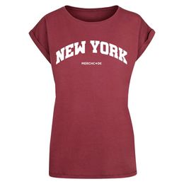 Merchcode T-Shirt 'New York' Damen Größe L rot / weiß