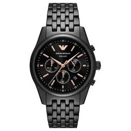 Chronograph Emporio Armani, schwarz (schwarz, schwarz), Armbanduhren, Herren, Quarzuhr, Armbanduhr, Herrenuhr, Keramik, analog, Tag