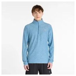 Laufshirt New Balance "Space Dye 1/4 Zip", Herren, Gr. L, shoreline blau heather (416), Web, Obermaterial: 84% Polyester, 16% Elasthan, Rundhals, Shirts, mit Label