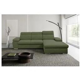 Ecksofa WERK2 "Palma modernes Schlafsofa mit Bettkasten, L-Form, B/T 282/185 cm", grün, B:282cm H:88cm T:185cm, 92% Polyester, 8% Nylon, Sofas, Kopfteile verstellbar