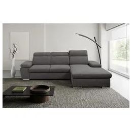 Ecksofa WERK2 "Palma modernes Schlafsofa mit Bettkasten, L-Form, B/T 282/185 cm", grau, B:282cm H:88cm T:185cm, 92% Polyester, 8% Nylon, Sofas, Kopfteile verstellbar