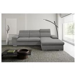 Ecksofa WERK2 "Palma modernes Schlafsofa mit Bettkasten, L-Form, B/T 282/185 cm", hellgrau, B:282cm H:88cm T:185cm, 92% Polyester, 8% Nylon, Sofas, Kopfteile verstellbar