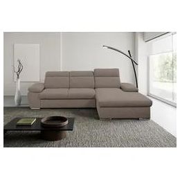 Ecksofa WERK2 "Palma modernes Schlafsofa mit Bettkasten, L-Form, B/T 282/185 cm", beige, B:282cm H:88cm T:185cm, 92% Polyester, 8% Nylon, Sofas, Kopfteile verstellbar