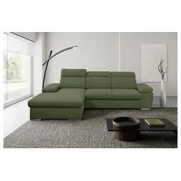 Ecksofa WERK2 "Palma modernes Schlafsofa mit Bettkasten, L-Form, B/T 282/185 cm", grün, B:282cm H:88cm T:185cm, 92% Polyester, 8% Nylon, Sofas, Kopfteile verstellbar