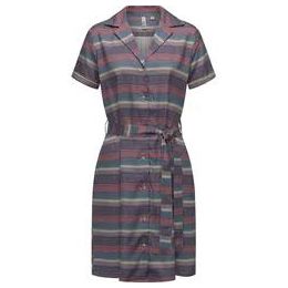 Sommerkleid Ragwear "Sawira", Damen, Gr. XS (34), Normalgrößen, blau (nachtblau), Material: 100% Lyocell, bequem knielang, V-Ausschnitt, Ärmel ohne Ärmelschlitz normaler Saum, Kleider, Gemustertes Midikleid mit Knopfleiste