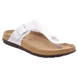 Zehentrenner Rohde "RODIGO", Damen, Gr. 36, silber (silberfarben), Lederimitat, metallic, Schuhe, mit verstellbarer Schnalle