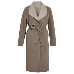 Kurzmantel Vila "VIJUICE COAT - NOOS", Damen, Gr. L, beige (natural melange), Web, Obermaterial: 80% Polyester, 10% Polyacryl, 10% Viskose, unifarben, regular fit knielang, V-Ausschnitt, M&auml;ntel Kurzmantel