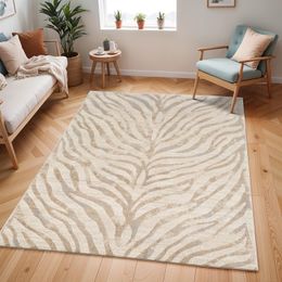 Teppich LIVABLISS "LUANDA", beige, B:200cm H:11mm L:275cm, Kunstfaser, Teppiche, Skandinavischer Teppich, Boho Wohnzimmerteppich/Läufer im Zebra Muster