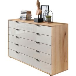 Schubkastenkommode Wiemann "Cardiff Sideboard, Wäscheschrank, teilmassiv Bianco-Eiche, Schubladen", braun, B:141cm, Sideboards, Schubkästen inklusive Selbsteinzug und Dämpfung