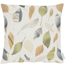 Dekokissen Apelt "3406", beige (natur, grün, beige, bedruckt), B:39cm H:5cm L:39cm, Baumwolle, Polyester, Dekokissen_Sitzkissen_Kissenhüllen