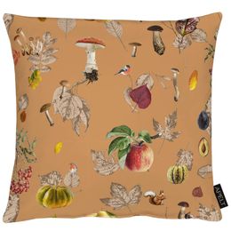 Dekokissen Apelt "3405", braun, orange, bedruckt, B:39cm H:5cm L:39cm, Baumwolle, Polyester, Dekokissen_Sitzkissen_Kissenhüllen