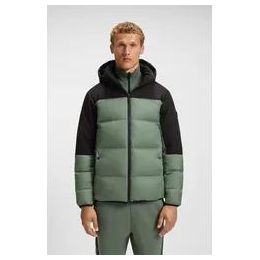 Daunenjacke BOSS Green, Herren, Gr. XXL, open grün358, Web, Obermaterial: 100% Polyester. Füllung: 80% Entendaune, 20% Entenfeder, unifarben, Casual, regular fit hüftlang, hoch geschlossener Ausschnitt, elastischer Bund, Jacken, abnehmbare Kapuze, Regular Fit, warm wattiert
