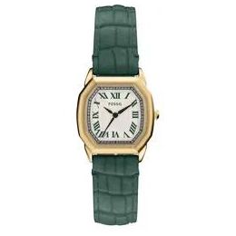 Quarzuhr Fossil "HARLOW", grün, goldfarben, Armbanduhren, Damen, Armbanduhr, Damenuhr, Lederarmband, analog