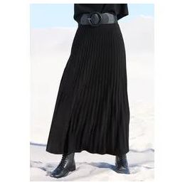Strickrock Lascana, Damen, Gr. 44, schwarz, Strick, Obermaterial: 100% Polyacryl, unifarben, figurumspielend knöchellang, Röcke, mit Plisseefalten, Winterrock, Maxirock
