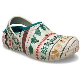 Clog Crocs "Classic Lined Isle Clog K", Kinder, Gr. 34, multifarben, CrosliteTM, Schuhe, Weihnachtsschuh, Hausschuh mit buntem Festive Print