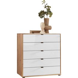 Schubkastenkommode Wiemann "Cardiff Sideboard, Wäscheschrank, teilmassiv Bianco-Eiche, Schubladen", braun, B:80cm, Sideboards, Schubkästen inklusive Selbsteinzug und Dämpfung
