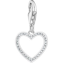 Charm Herz Thomas Sabo "Charm mit weißen Steinen, 2203-051-14", silber (silberfarben, kristallweiß, kristallweiß), Charms, Damen, Silber 925 (Sterlingsilber), mit Zirkonia (synth.)