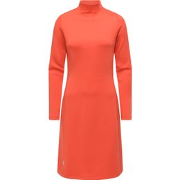 A-Linien-Kleid Ragwear "Leavie", Damen, Gr. M (38), Normalgrößen, rot, Material: 47% Polyester, 47% Modal, 6% Elasthan, A-Linie knielang, hoch geschlossener Ausschnitt, eng, Kleider, Modisches Damen Sweatkleid mit Stehkragen