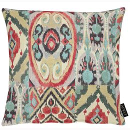 Kissenhülle Apelt "3408", grau (rot, türkis, grau), B:40cm L:40cm, Polyester, Obermaterial: 60% Polyester, 40% Baumwolle, Kissenbezüge