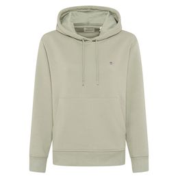 Hoodie Gant "SHIELD HOODIE", Damen, Gr. M, faded sage, Sweatware, Obermaterial: 78% Baumwolle, 22% Polyester, Rippbündchen, Sweatshirts, Grafische Gant-Stickerei auf der Brust