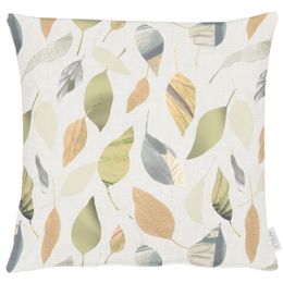 Kissenhülle Apelt "3406", beige (natur, grün, beige), B:49cm L:49cm, Polyester, Obermaterial: 75% Polyester, 25% Baumwolle, Kissenbezüge