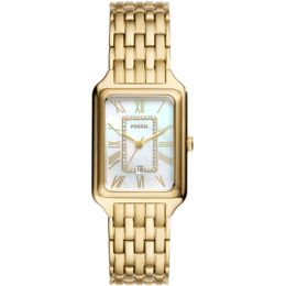 Quarzuhr Fossil "RAQUEL", gold (goldfarben), Armbanduhren, Damen, Armbanduhr, Damenuhr, Perlmutt-Zifferblatt, Datum, Edelstahlarmband